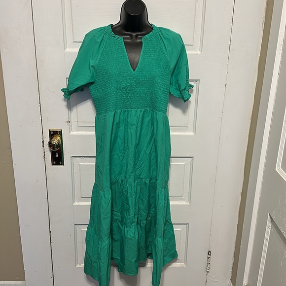 THML | Dresses | Green Rouched Maxi | Poshmark